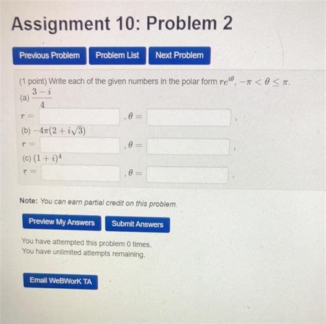 Solved Assignment 10 Problem 2 Previous Problem Problem
