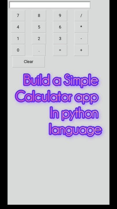 How To Make A Simple Calculator App In Pythonshortvideo