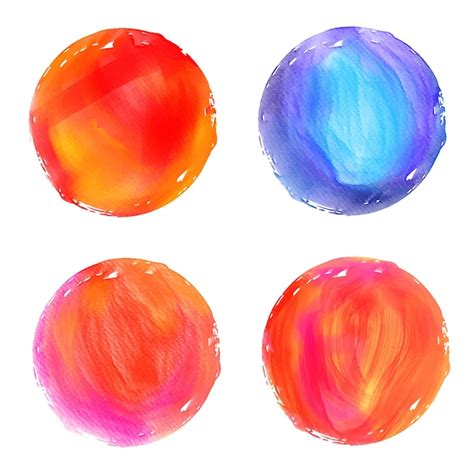 무지개 색 수채화 물감 페인트 얼룩 벡터 배너 배경 세트 프리미엄 Ai 생성 벡터