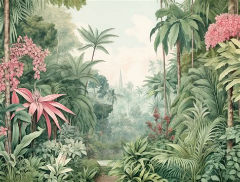 Pink Tropical Full Wall Mural Pro Art Factory Direct