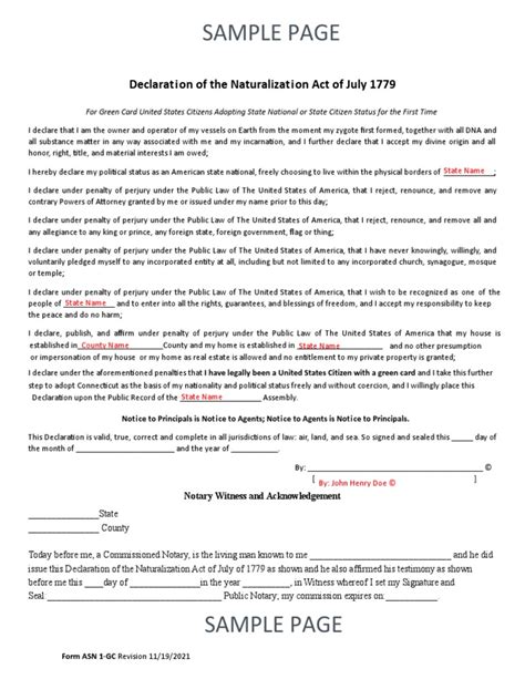 1779 Declaration Green Card Man Notary Pdf Power Of Attorney Justice