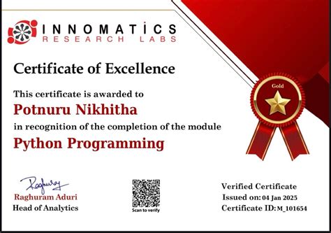 Pythonprogramming Innovationthroughcode Achievementunlocked Potnuru Nikhitha