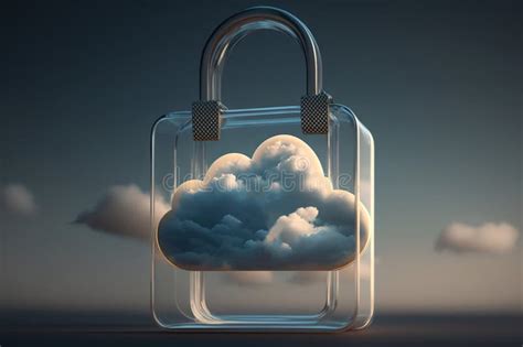 Cloud Security Concept Cloud Storage Locked With Padlock Cloud