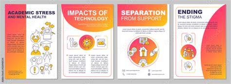 Academic Pressure Through E Learning Red Gradient Brochure Template Leaflet Design With Linear