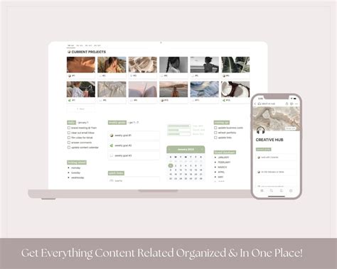 Content Creator Notion Template Business Planner Aesthetic Notion Template Social Media