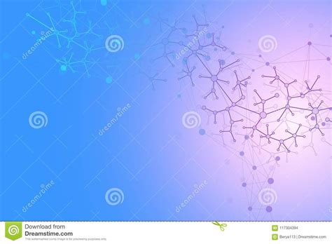 Geometric Abstract Background With Connected Lines And Dots Wave Flow Molecule And
