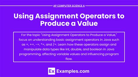 unit 1 3 using assignment operators to produce a value notes and practice questions ap