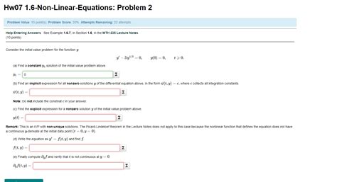 solved hw07 1 6 non linear equations problem 2 problem