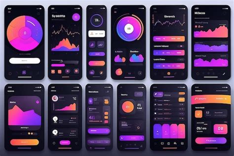 Different Ui Ux Gui Screens Fitness App And Flat Web Icons For Mobile Apps Responsive Premium