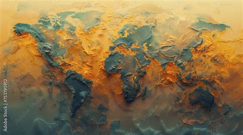 A Digital Map Illustrates Global Warming By Displaying Temperature