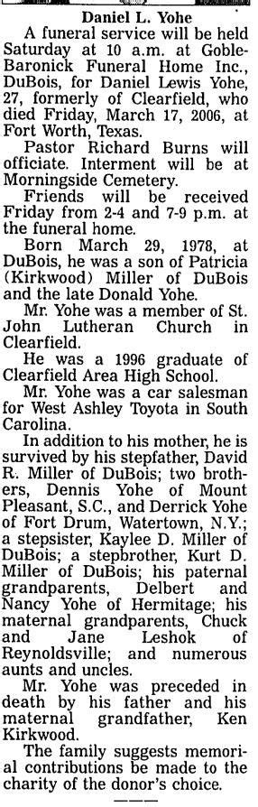 Daniel L Yohe 1978 2006 Find A Grave Memorial
