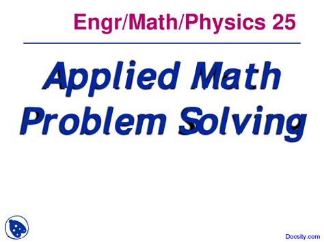 Applied Math Problem Solving Computational Methods Lecture Slides