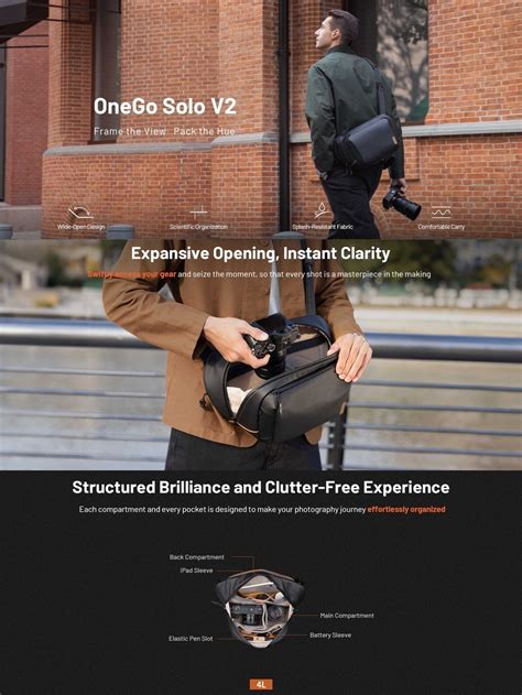 Pgytech Onego Solo V2 Camera Bag Mirrorless Camera Large Capacity