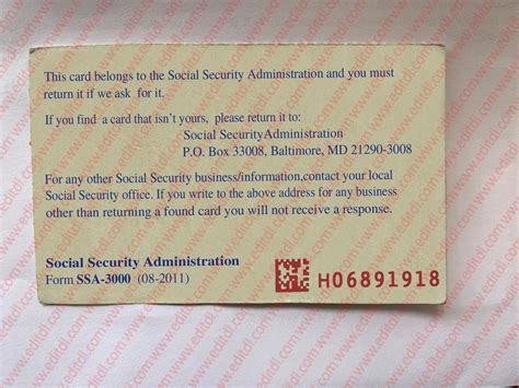 Social Security Card Template Generator