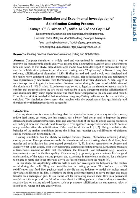 Pdf Computer Simulation And Experimental Investigation Of