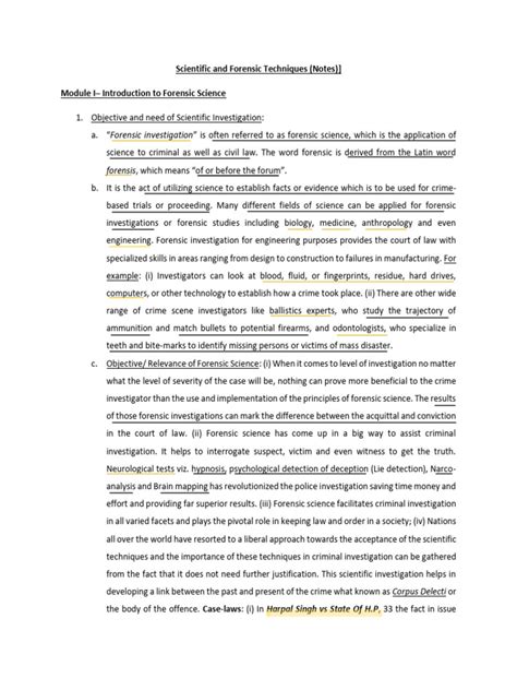 Scientific And Forensic Techniques Of Criminal Investigation Pdf