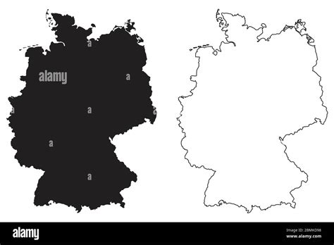 Germany Country Map Black Silhouette And Outline Isolated On White