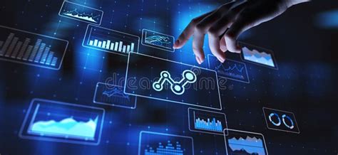 Big Data Analysis Business Intelligence Technology Solutions Concept On Virtual Screen Stock