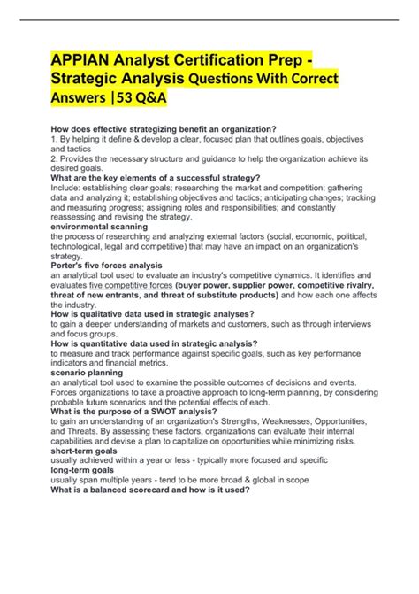 Appian Analyst Certification Prep Strategic Analysis Questions With Correct Answers 53 Qanda