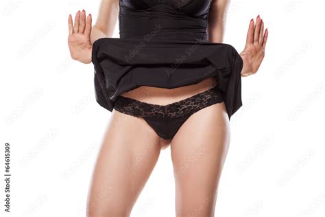 Sexy Girl Shows Her Black Panties Under Her Dress Stock Foto Adobe Stock