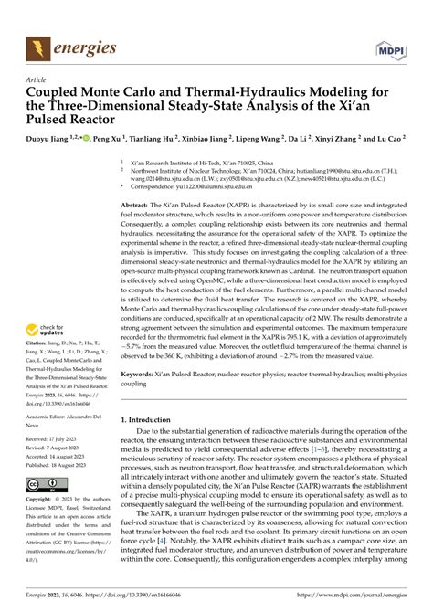 Pdf Coupled Monte Carlo And Thermal Hydraulics Modeling For The Three