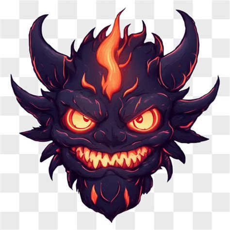 Download Stylized Demonic Face With Flames Cartoons Online Creative