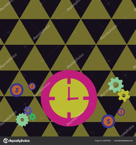 Illustration Of Colorful Round Analog Clock With Cog Wheel Gears And