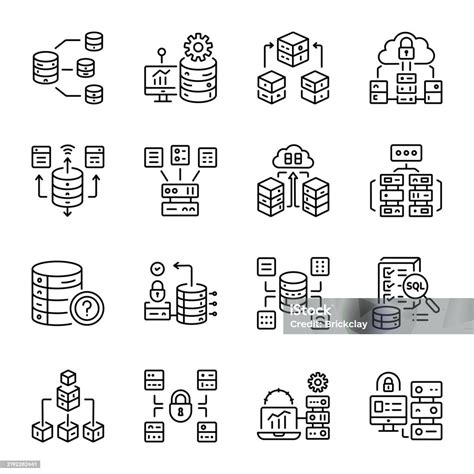 Collection Of Linear Database Optimization Icons Stock Illustration Download Image Now