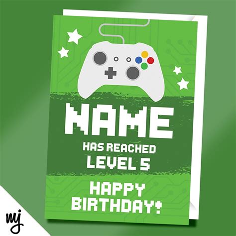 Green Gaming Birthday Card Mj Design And Print