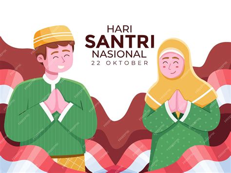 Premium Vector Muslim Person Greeting Happy National Santri Day 22