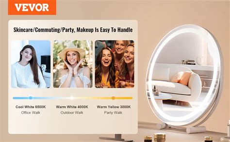 Vevor 20” Vanity Mirror With Lights Led Makeup Mirror 3 Color Lighting