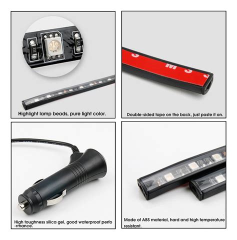 4 Barras De Luz Led Rgb Para El Interior Del Coche Meses Sin Intereses