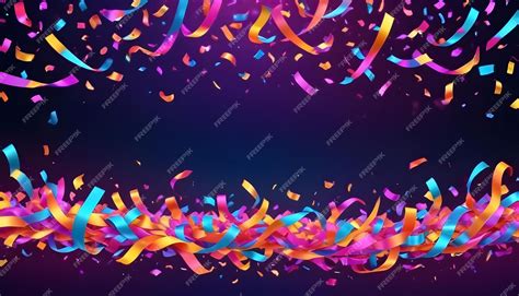 Colorful Streamers And Streamers Are Shown On A Purple Background