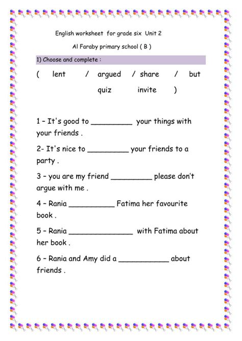 Grade 6 English Worksheets
