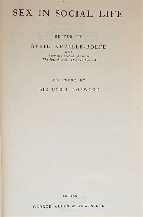 Sex In Social Life By Sybil Nevill Rolfe Good Hardcover 1949 First