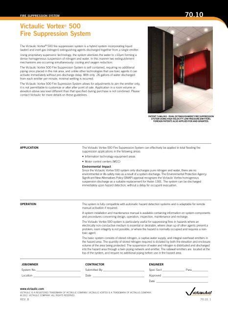 Victaulic Vortex® 500 Fire Suppression System 70 10