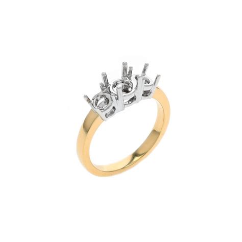 14k Two Tone Three Stone Engagement Ring Mounting Josephs Jewelers