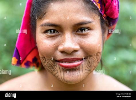Beautiful Woman From Embera Tribe From A Village In Chagres National