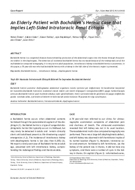Pdf An Elderly Patient With Bochdaleks Hernia Case That Implies Left