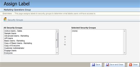 Assigning Labels To Security Groups Assigning Labels To Security Groups