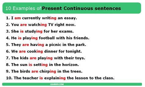 Present Continuous Tense Affirmative Sentence 3 Pages What Are The