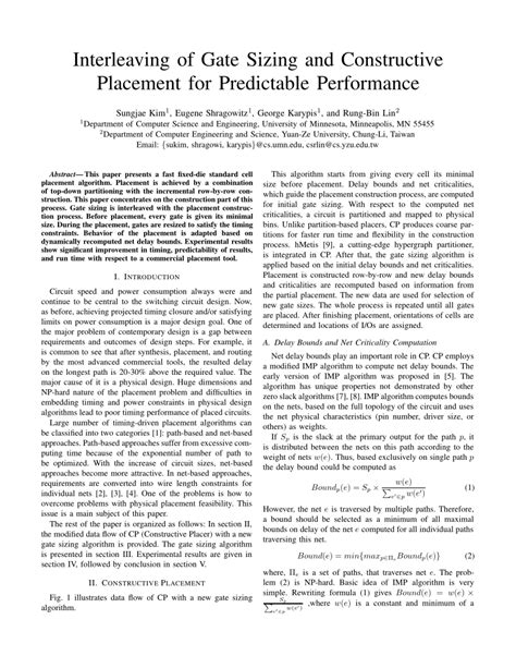 Pdf Interleaving Of Gate Sizing And Constructive Placement For