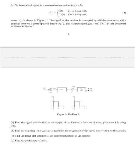 The Transmitted Signal In A Communication System Chegg
