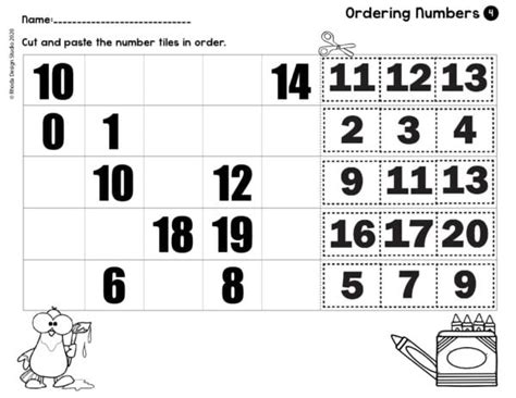 Free Cut And Paste Ordering Numbers Worksheets