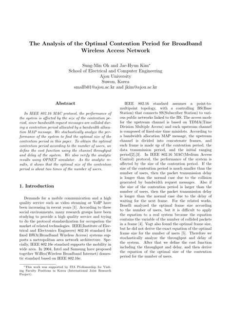 pdf the analysis of the optimal contention period for broadband