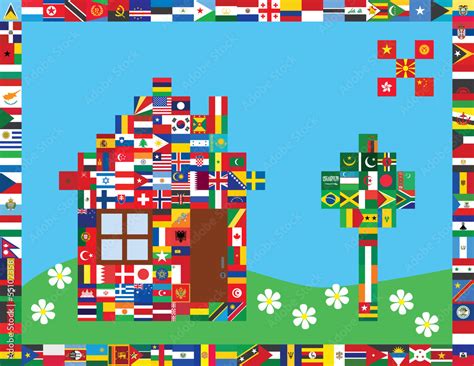 Picture Made Of Some Of World Flags Icons As Symbol Of Peace Stock