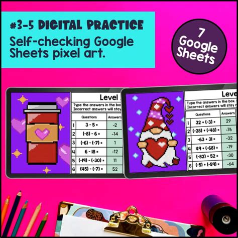 Integer Operations Digital And Print Bundle Guided Notes Pixel Art