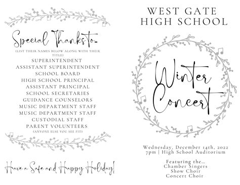 Editable Concert Program Template Instant Printable Download Music