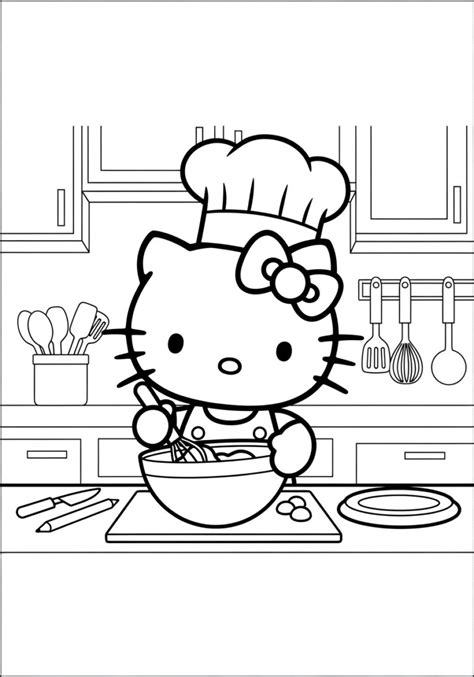 Hello Kitty Cooking Coloring Pages Free Printables