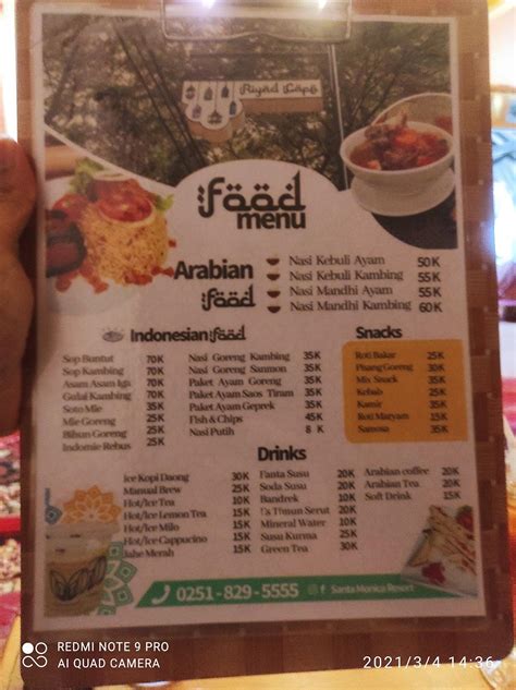 Menu At Riyadh Cafe Indonesia